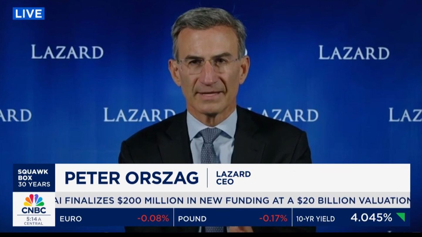 Lazard CEO and Chairman Peter Orszag on CNBC’s Squawk Box, September 11 ...